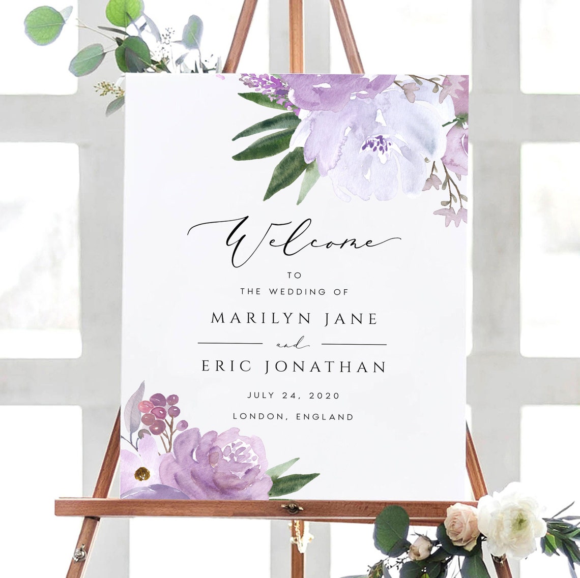 Lavender Floral Wedding Welcome Sign Template (digital Download ...