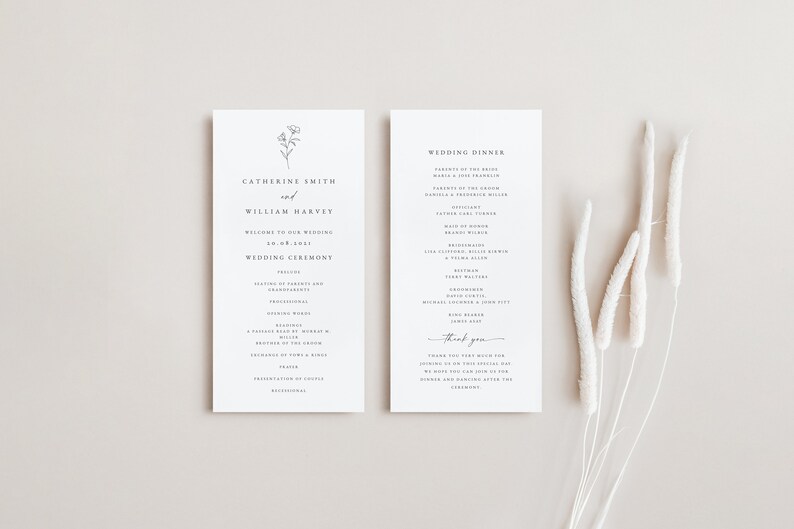 Botanical Wedding Program Printable Wedding Ceremony Program - Etsy