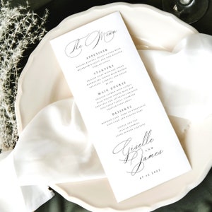 Minimalist Wedding Menu Template, Classic Script Wedding Dinner Menu ...