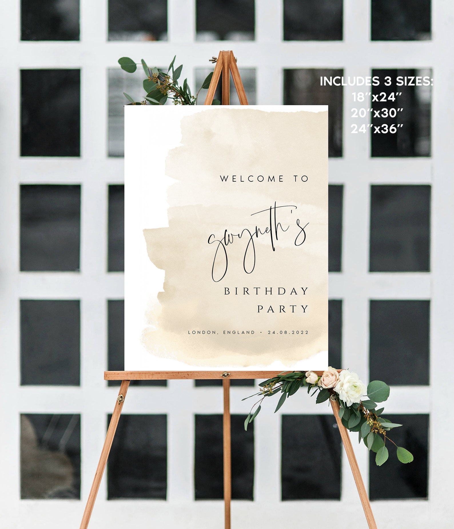 Beige Birthday Welcome Sign Template Printable Birthday | Etsy