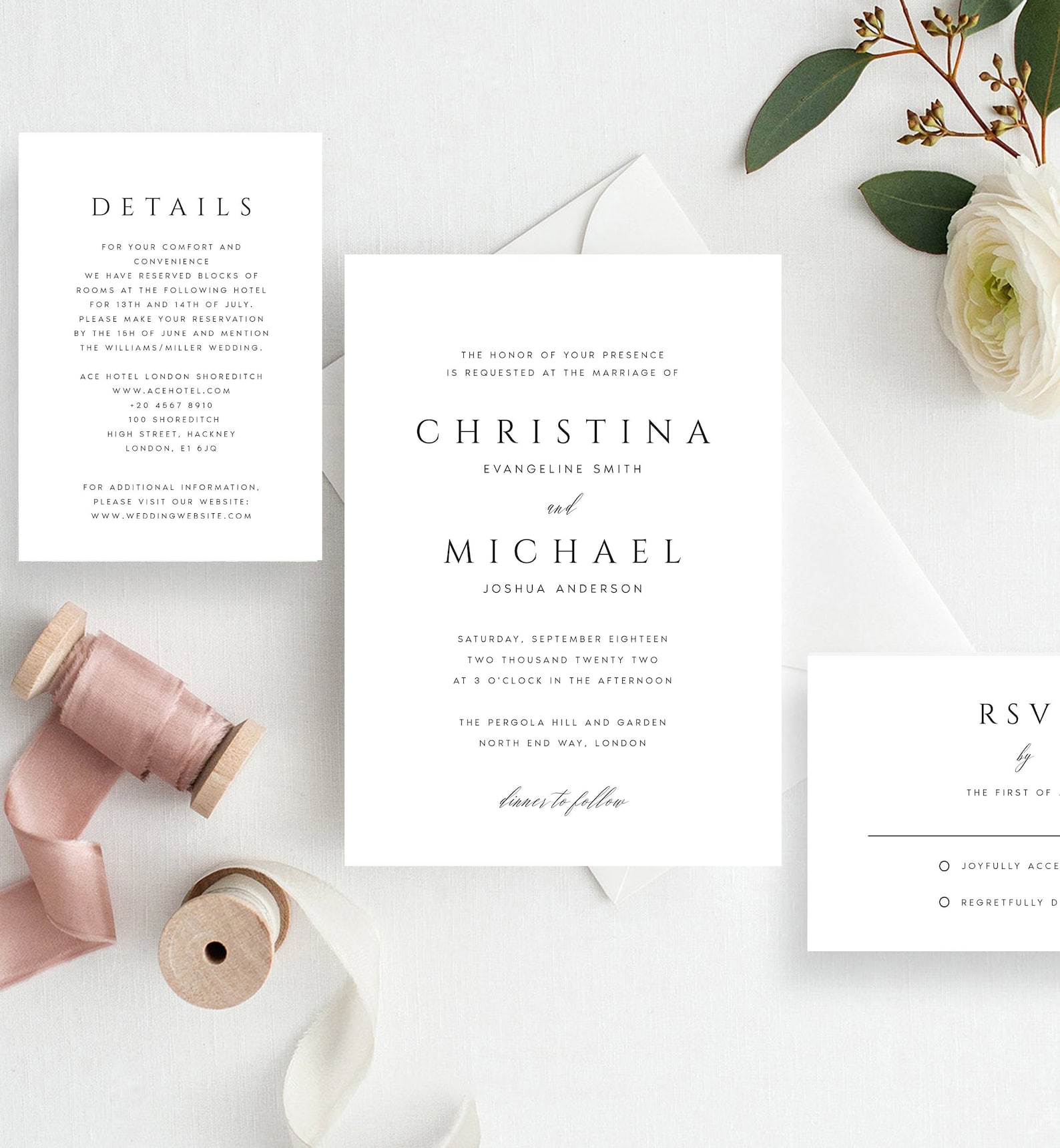 Modern Wedding Invitations Minimalist Elegant Editable | Etsy