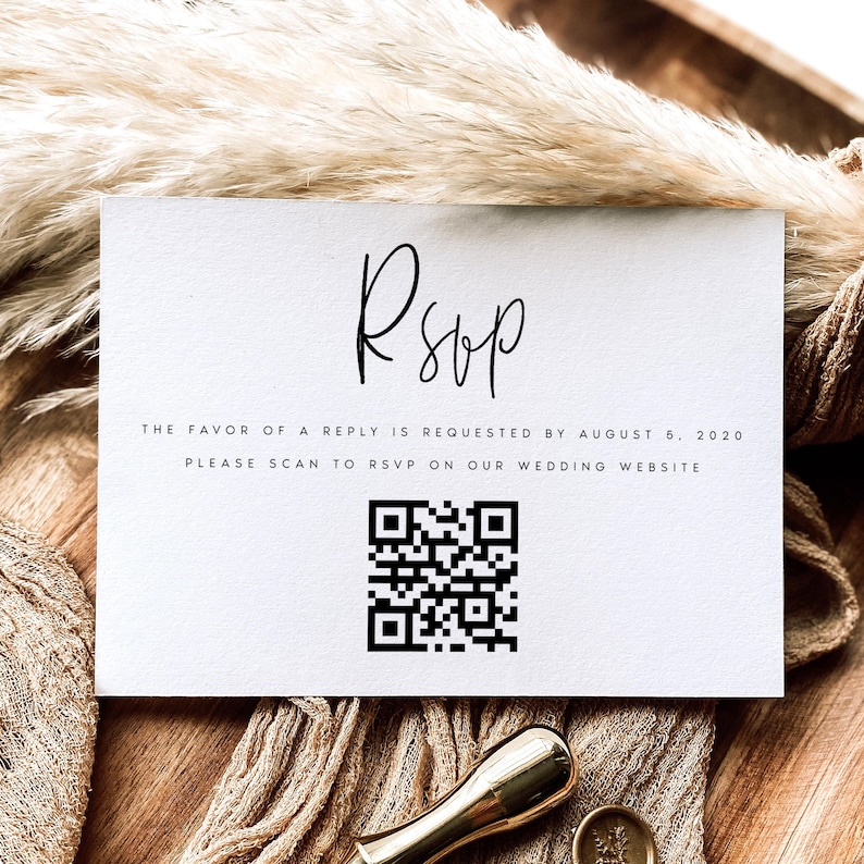 QR Code Wedding RSVP Card Template, Minimalist Design (digital Download ...