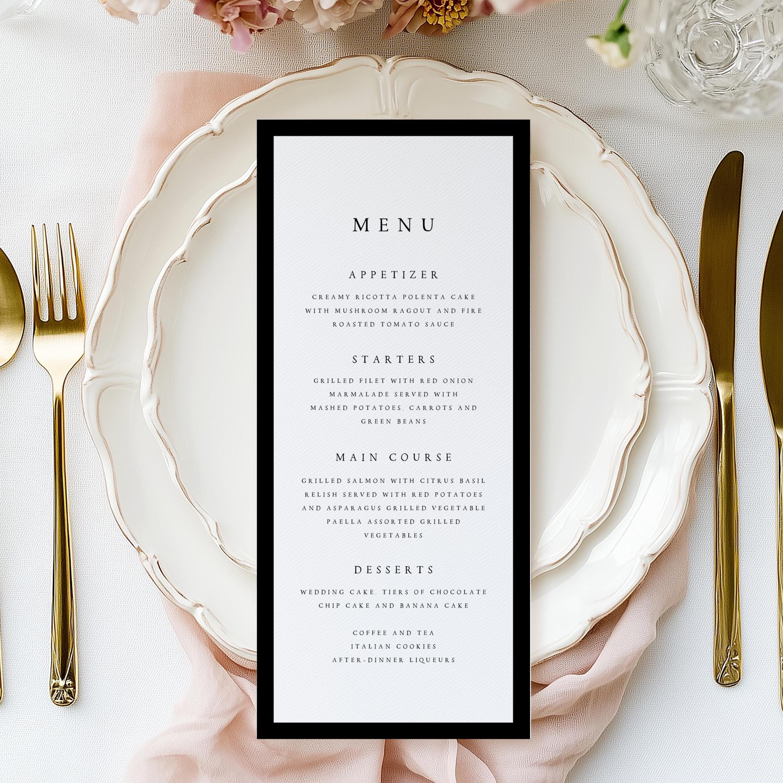 Minimalist Wedding Menu Template, Modern Dinner Menu (digital Download ...