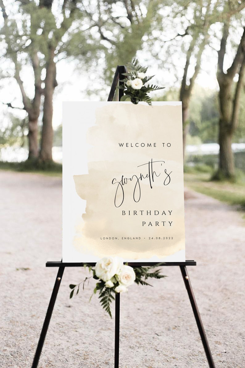 Beige Birthday Welcome Sign Template Printable Birthday | Etsy