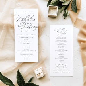 Elegant Wedding Program Template, Minimalist Script Order of Service ...