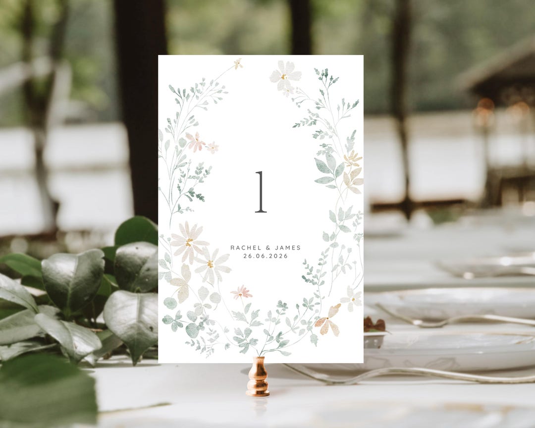 Floral Wedding Table Number Template: Elegant Canva Design (digital ...