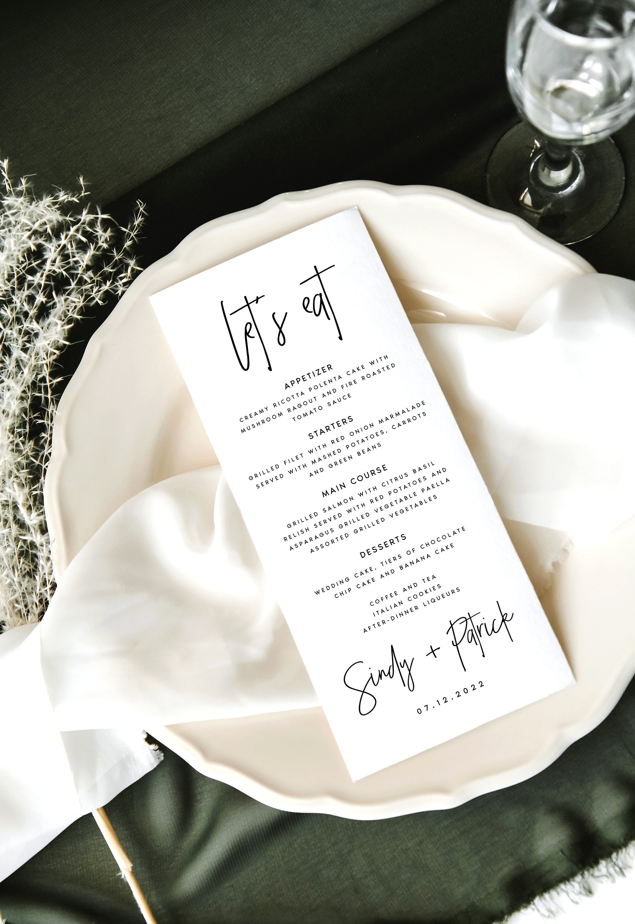 Minimalist Wedding Menu Template Modern Script Wedding Dinner - Etsy