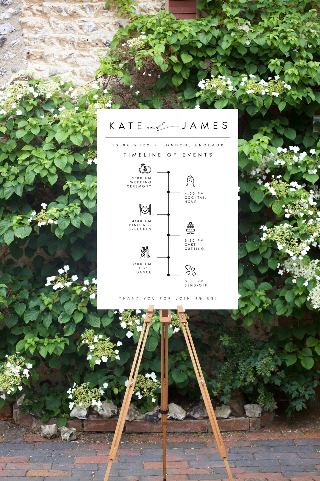 Modern Wedding Order of Events Timeline Sign Template, Minimal Order of ...