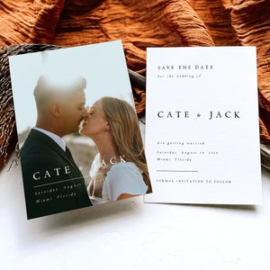 Double-sided MODERN Photo Save the Date Template, Downloadable ...