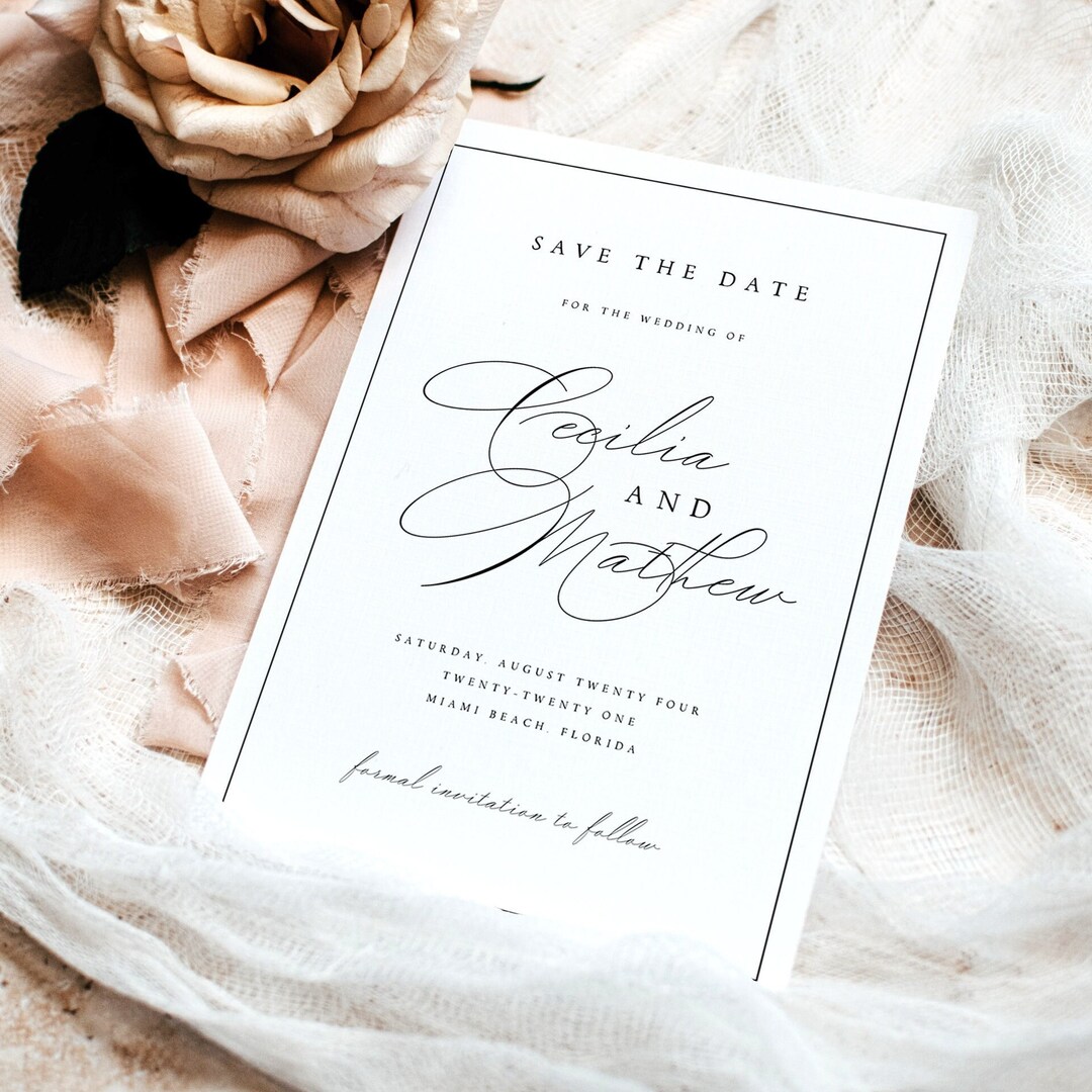 Elegant Save the Date Template, Printable Classic Save the Date Card ...