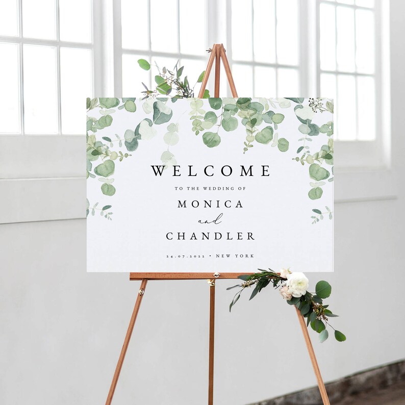 Eucalyptus Wedding Welcome Sign Minimalist Wedding Sign - Etsy