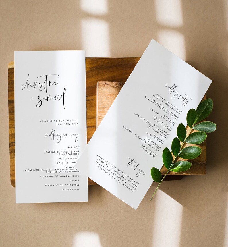 Modern Wedding Program Template Printable Wedding Program - Etsy