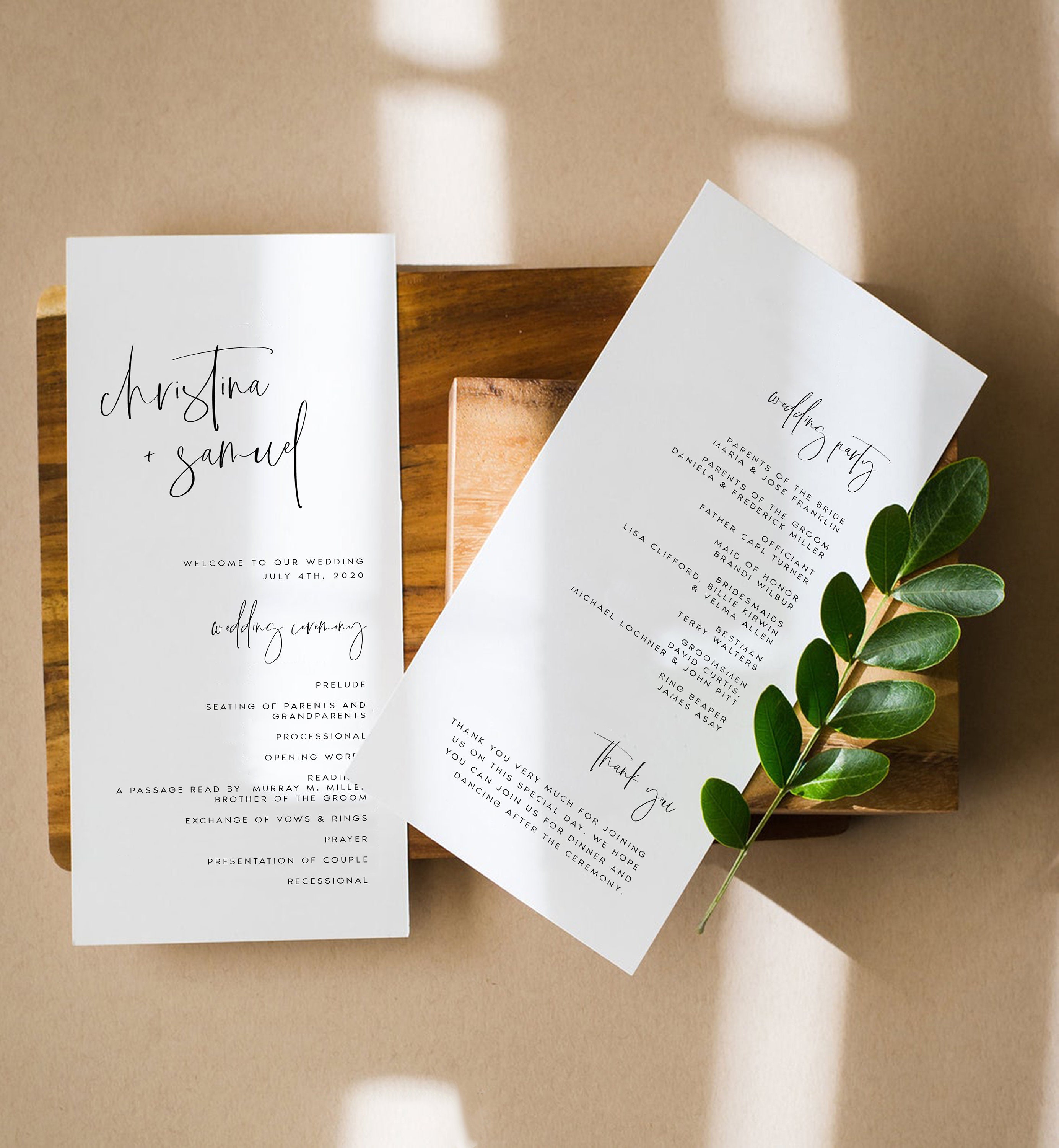 Modern Wedding Program Template Printable Wedding Program - Etsy