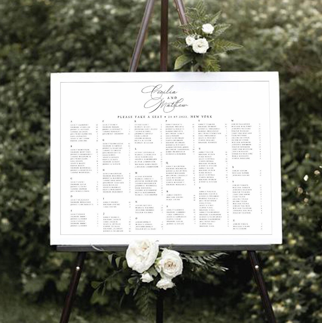 Alphabetical Seating Chart Template Download, Classic & Elegant Seating ...