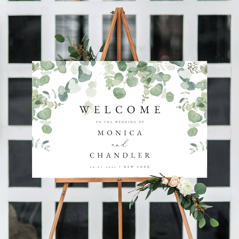 Eucalyptus Wedding Welcome Sign Minimalist Wedding Sign - Etsy