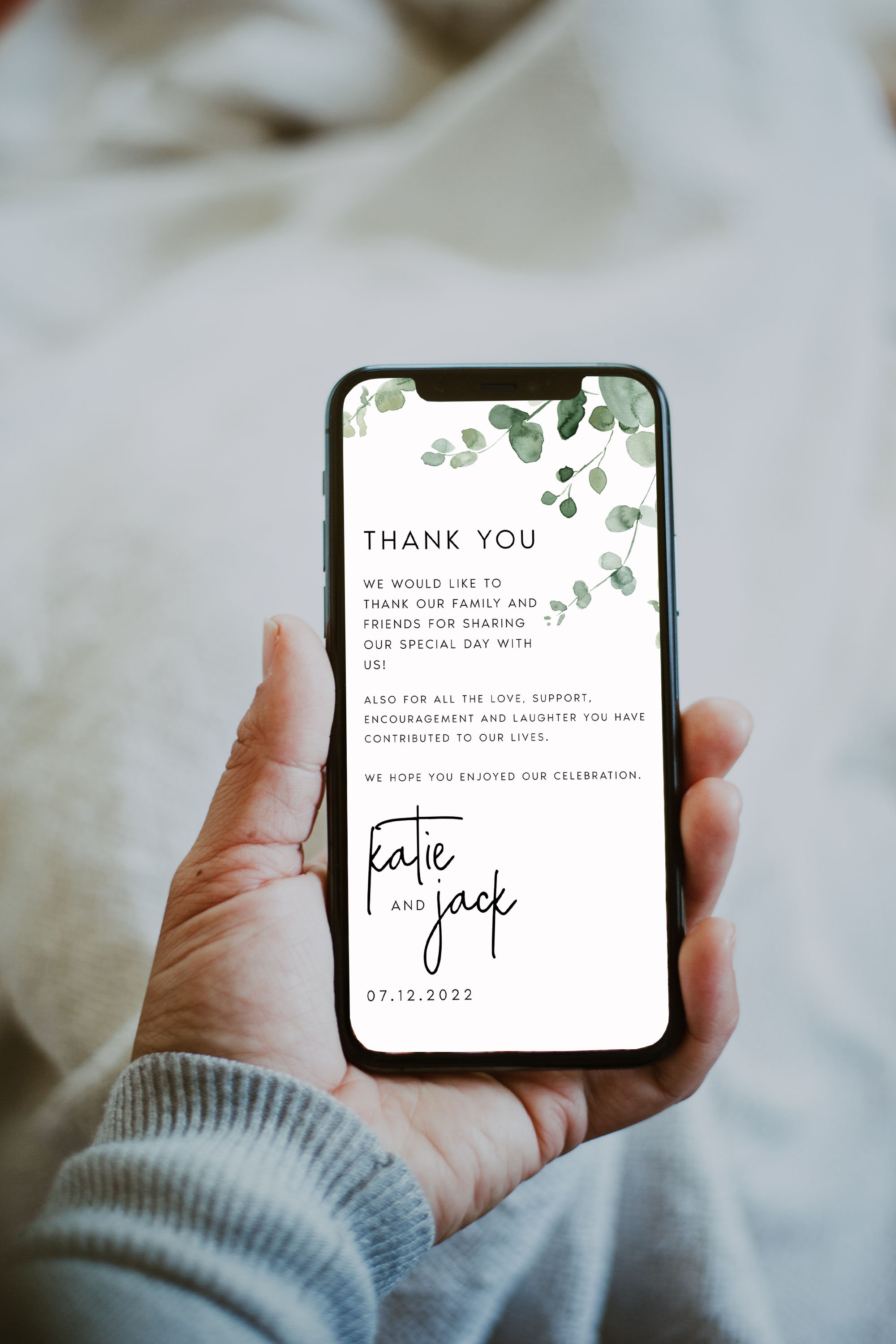 Electronic Thank You Note Template Digital Wedding Thank You - Etsy