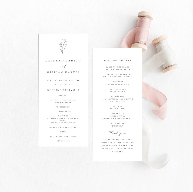 Botanical Wedding Program Printable Wedding Ceremony Program - Etsy