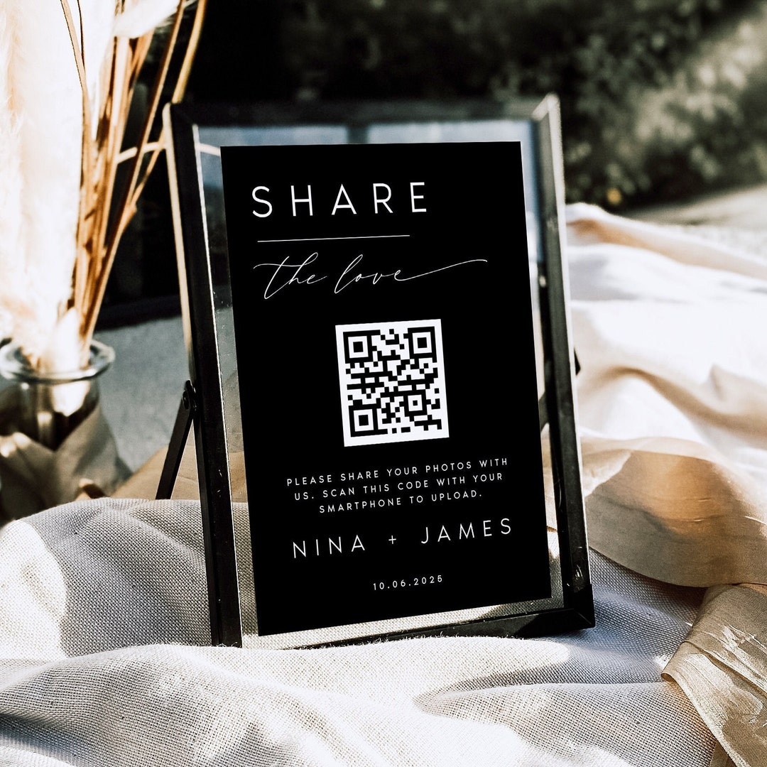 Share the Love QR Code Sign Template, 5x7 and 8x10 Photo Album Share QR ...