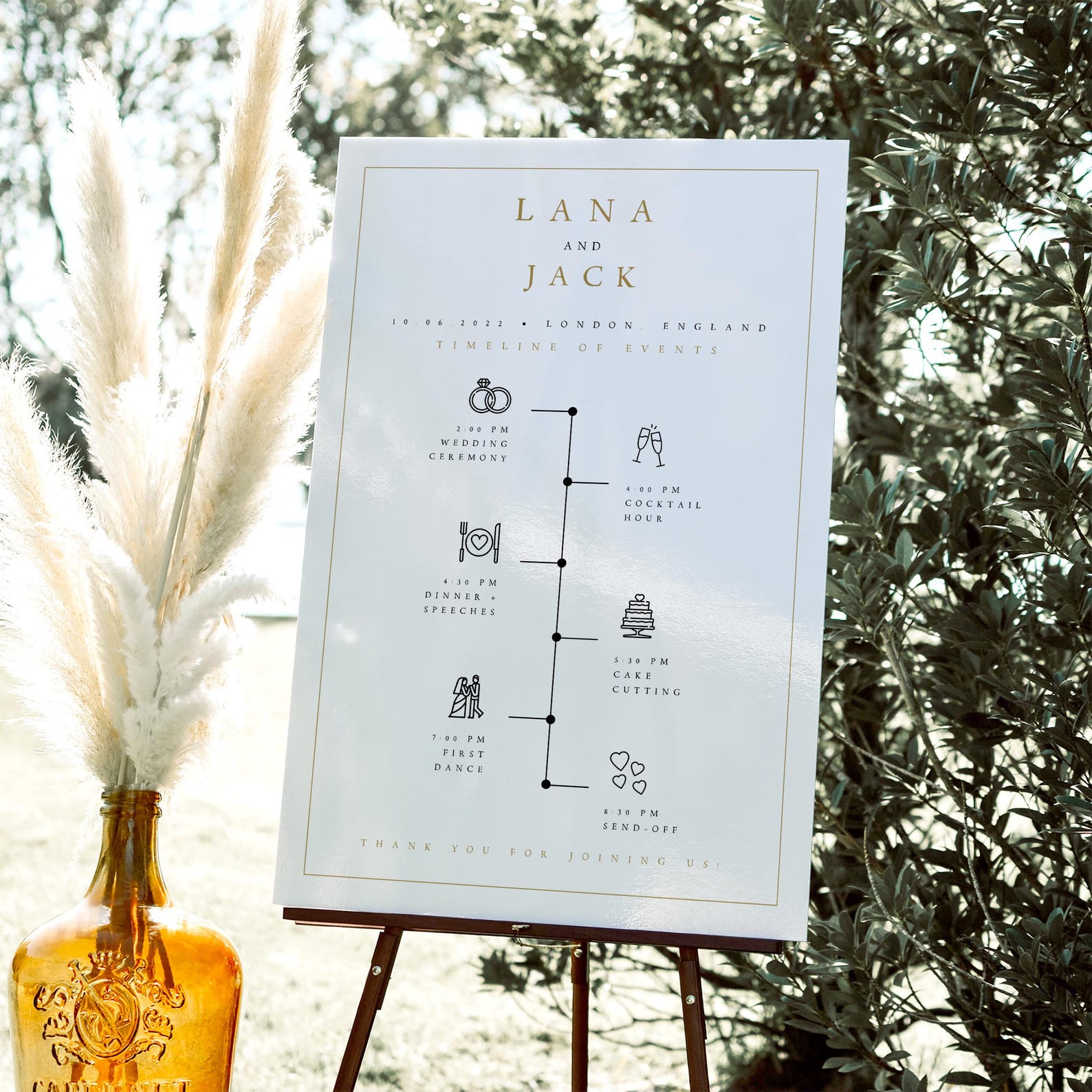 Wedding Timeline Sign Template, Gold Wedding Party Timeline, Wedding ...