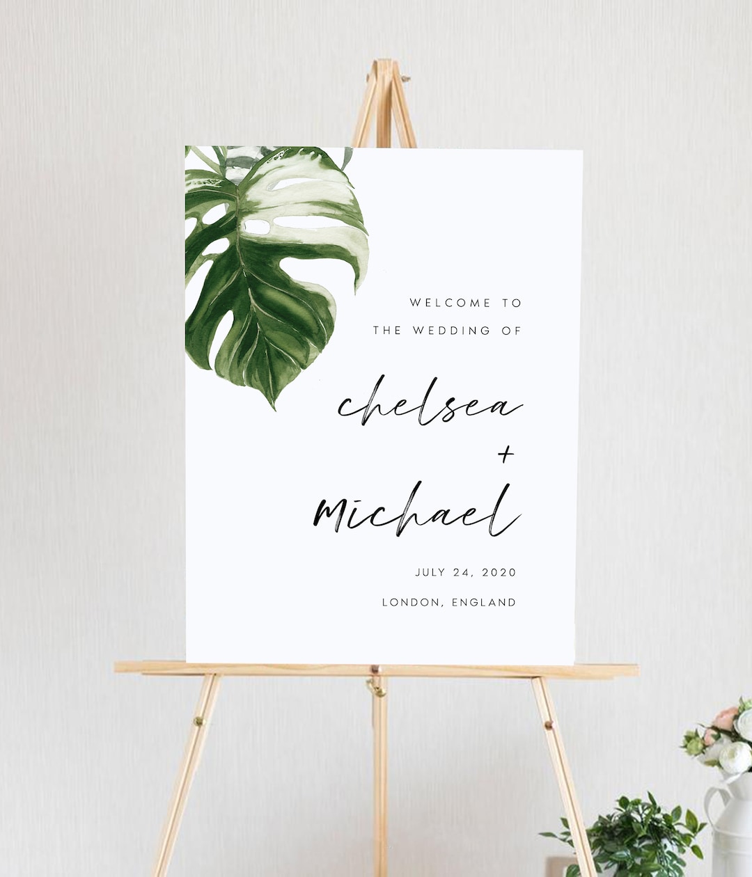 Tropical Welcome Sign Template, Printable Wedding Poster, Bridal Shower ...
