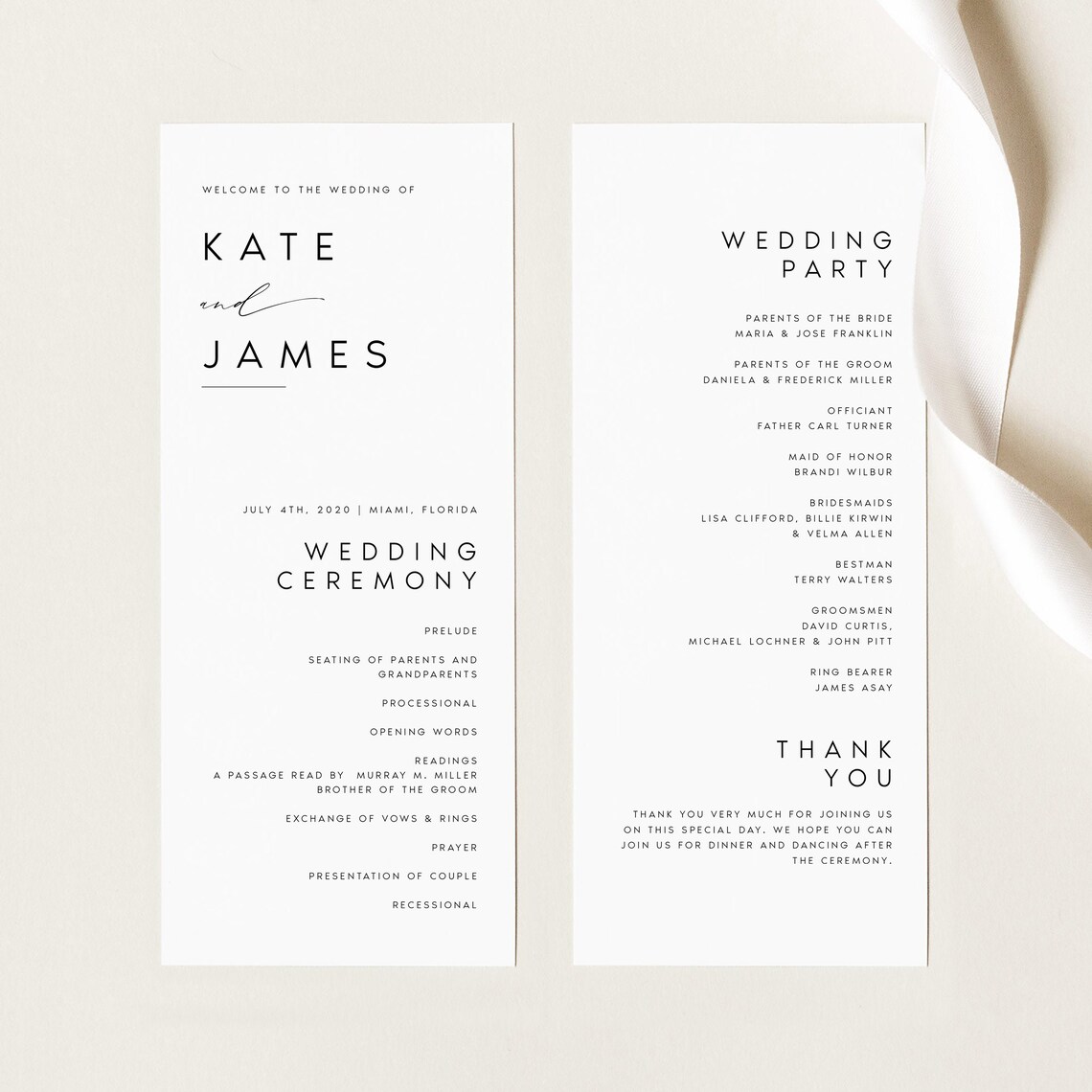 Printable Wedding Program Template Fully Editable - Etsy UK