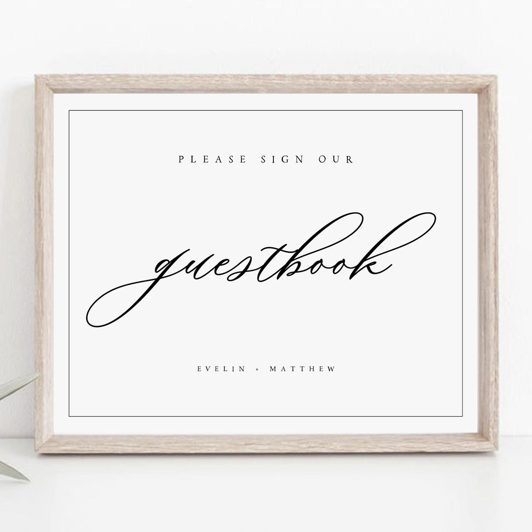 Please Sign Our Guestbook Template, Wedding Guest Book Sign, Classic ...