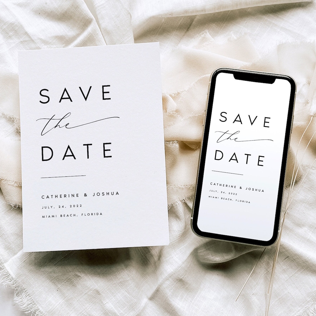 Modern Minimal Save the Date Editable Template, Printable Save the Date ...