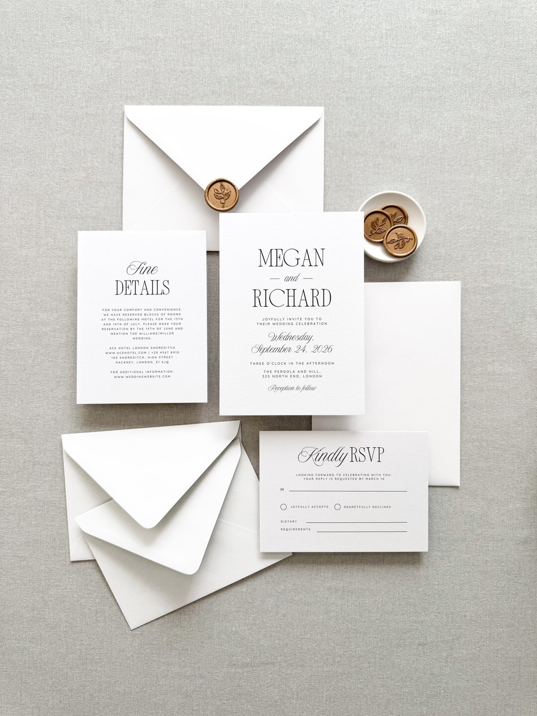 Classic Wedding Invitations – Minimalist Wedding Invite, Elegant ...