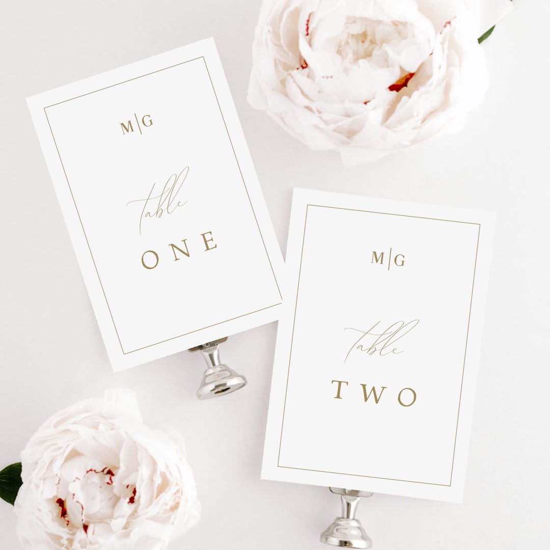 Faux Gold Table Number Template, Wedding Table Numbers, Printable Table ...