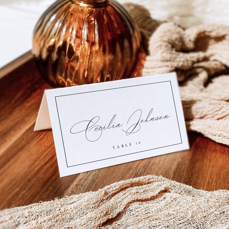 Elegant Wedding Place Card Template, Printable, Editable (INSTANT ...