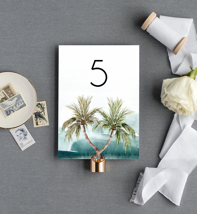 Tropical Table Number Template Printable Editable Wedding - Etsy