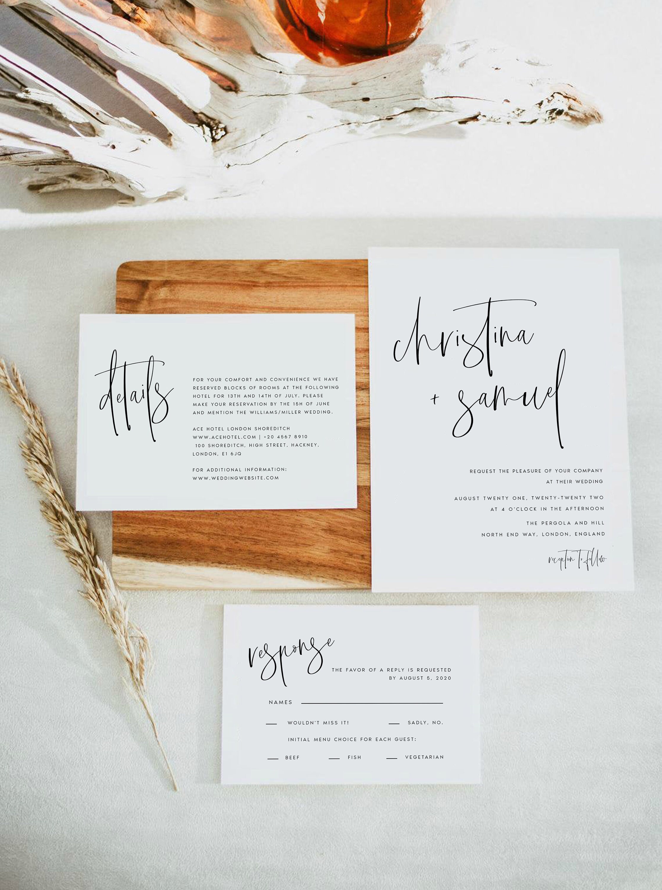 Minimalist Wedding Invitation Modern Wedding Invitation | Etsy