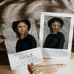 Double-sided Celebration of Life Template, Minimalist Funeral ...