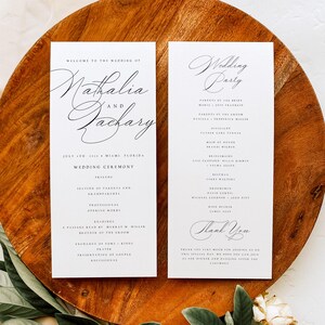 Elegant Wedding Program Template, Minimalist Script Order of Service ...