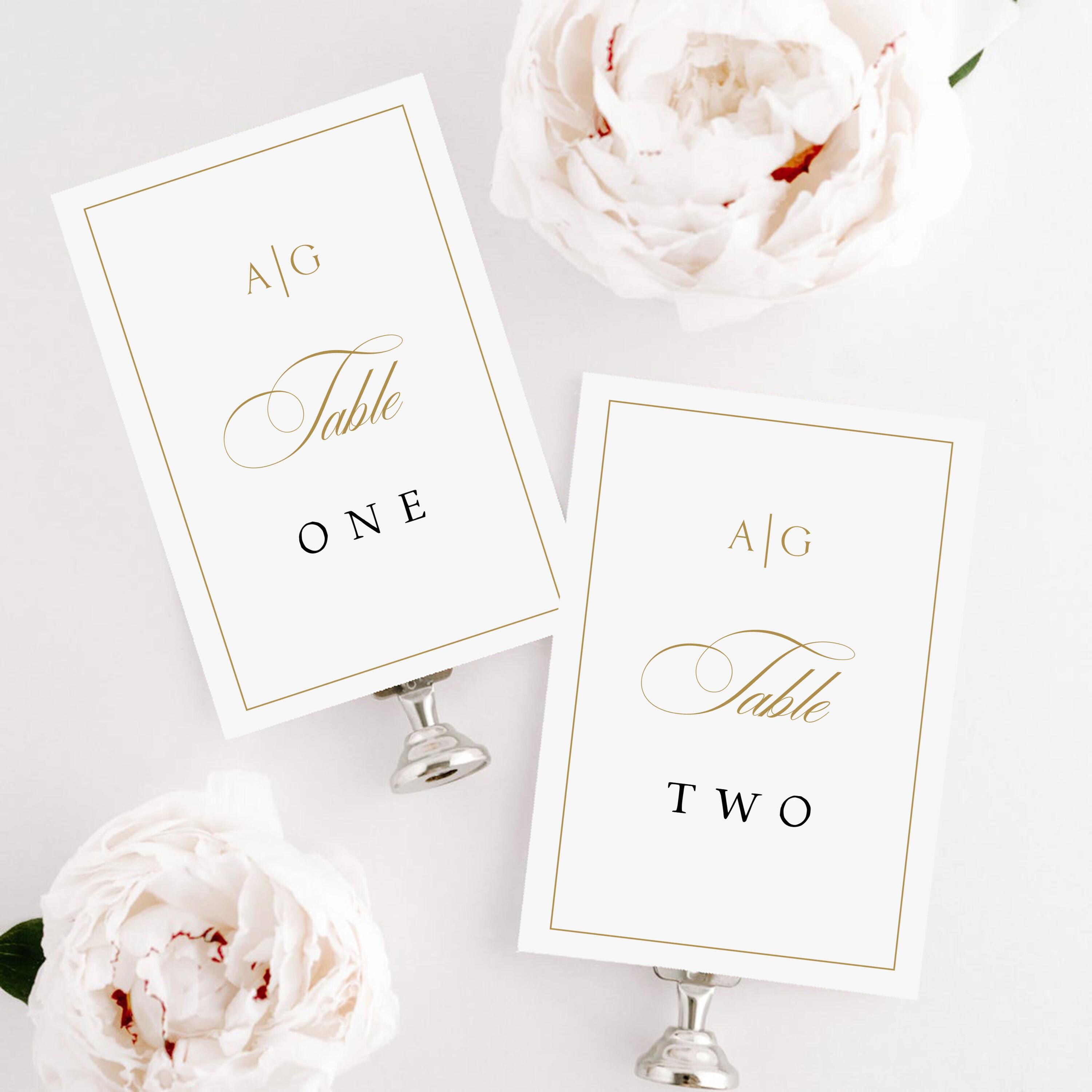 Monogram Gold Wedding Table Numbers Template (digital Download) ASH - Etsy