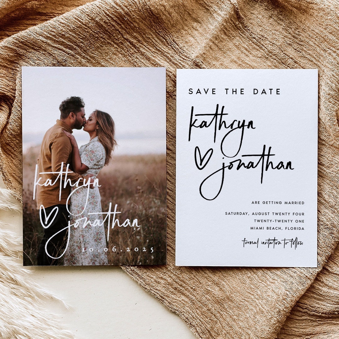 Modern Minimal Save the Date Template, Photo Option (instant Download ...