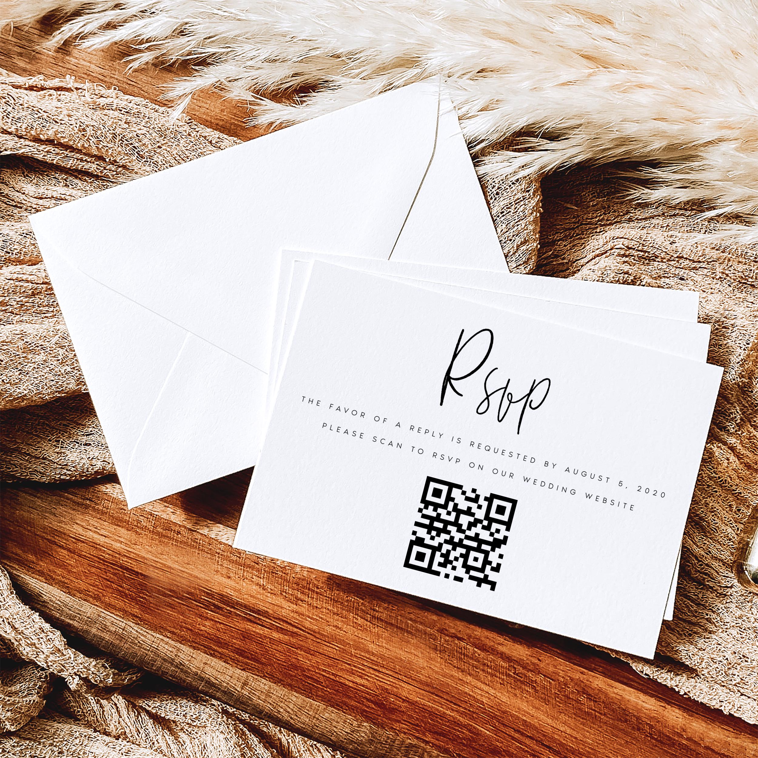 QR Code Wedding RSVP Card Template, Minimalist Design (digital Download ...