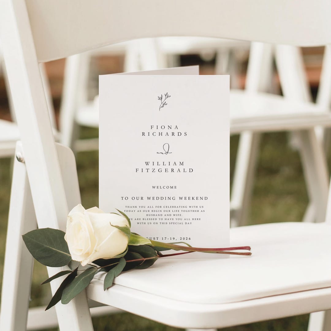 Wedding Ceremony Program Template Canva: Minimal Catholic Wedding ...
