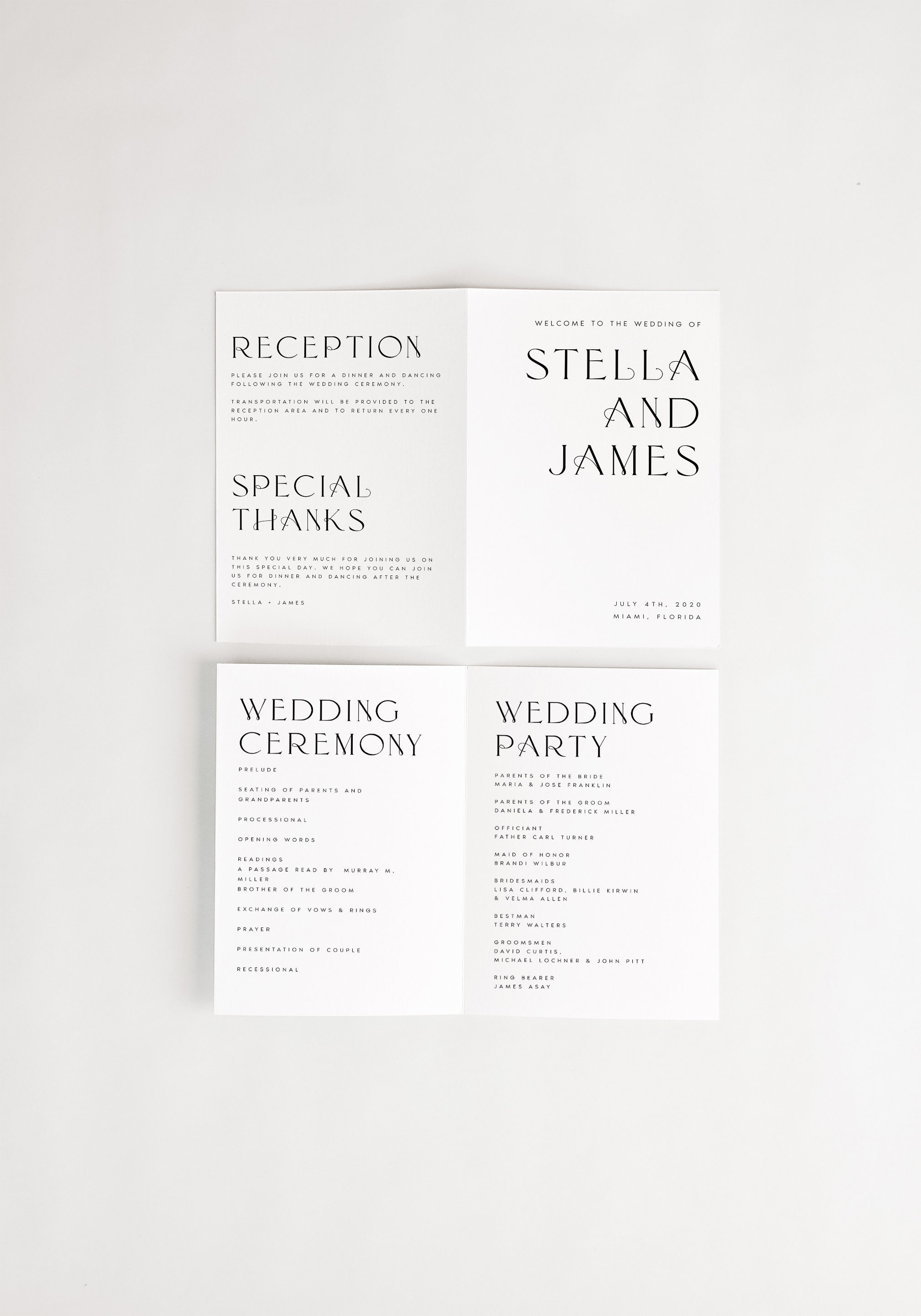 Foldable Wedding Program Template Printable Wedding Program | Etsy