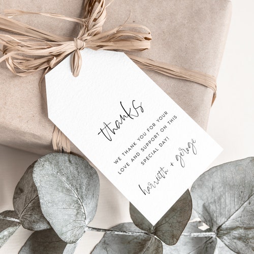 Printable Modern Wedding Favor Thank You Tag Template - Etsy