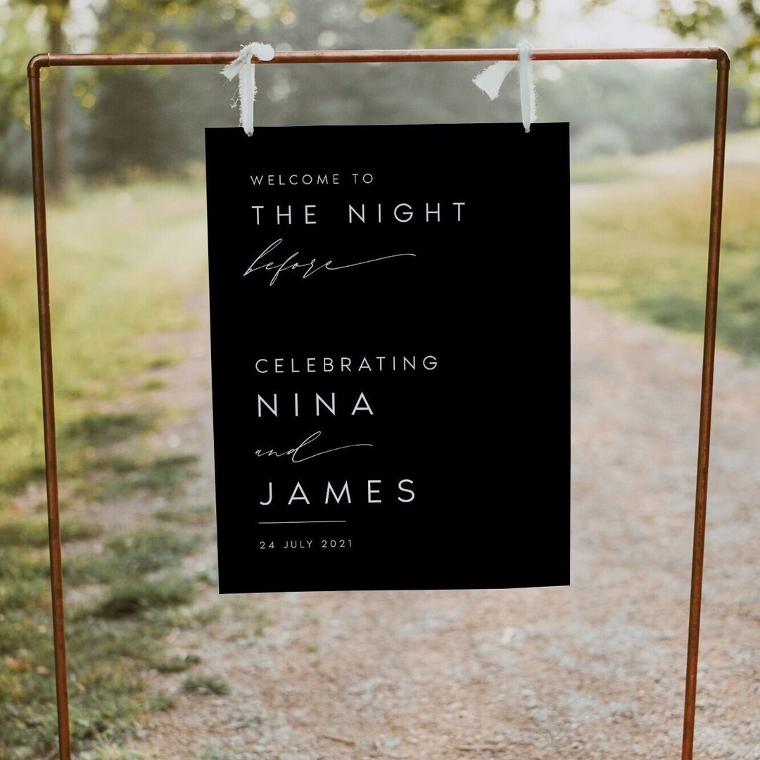 The Night Before Welcome Sign Template, Modern Rehearsal Dinner Welcome ...