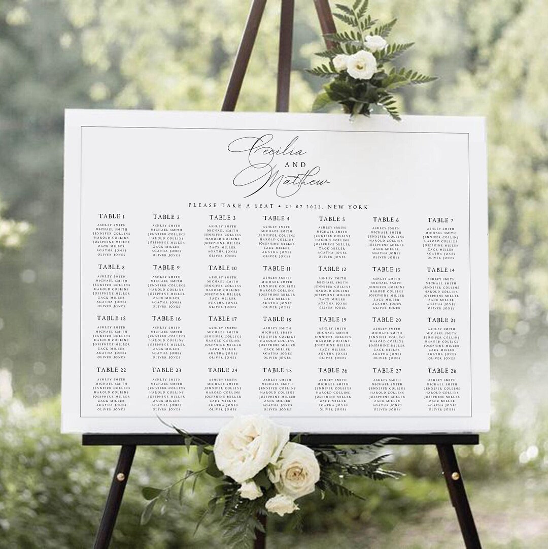 Elegant Wedding Seating Chart Template, Printable (INSTANT Download ...