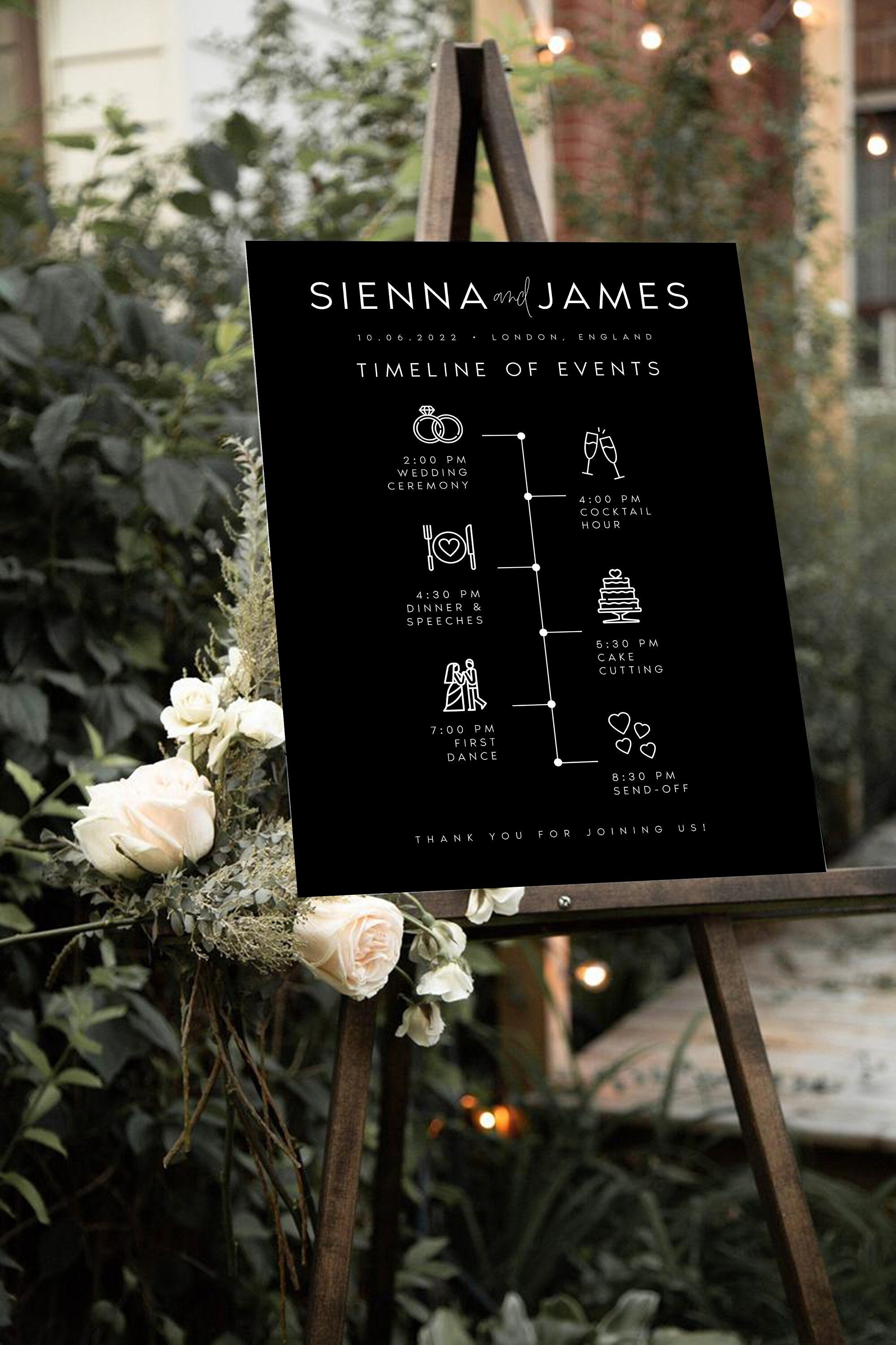 Modern Wedding Timeline Sign Template Minimalist Order of - Etsy