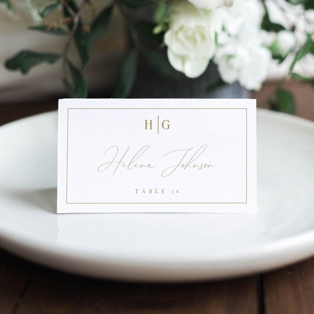 Faux Gold Wedding Place Cards, Place Card Template, Wedding Name Cards ...