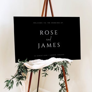 Black Wedding Welcome Sign Template, Minimalist Welcome Wedding Sign ...
