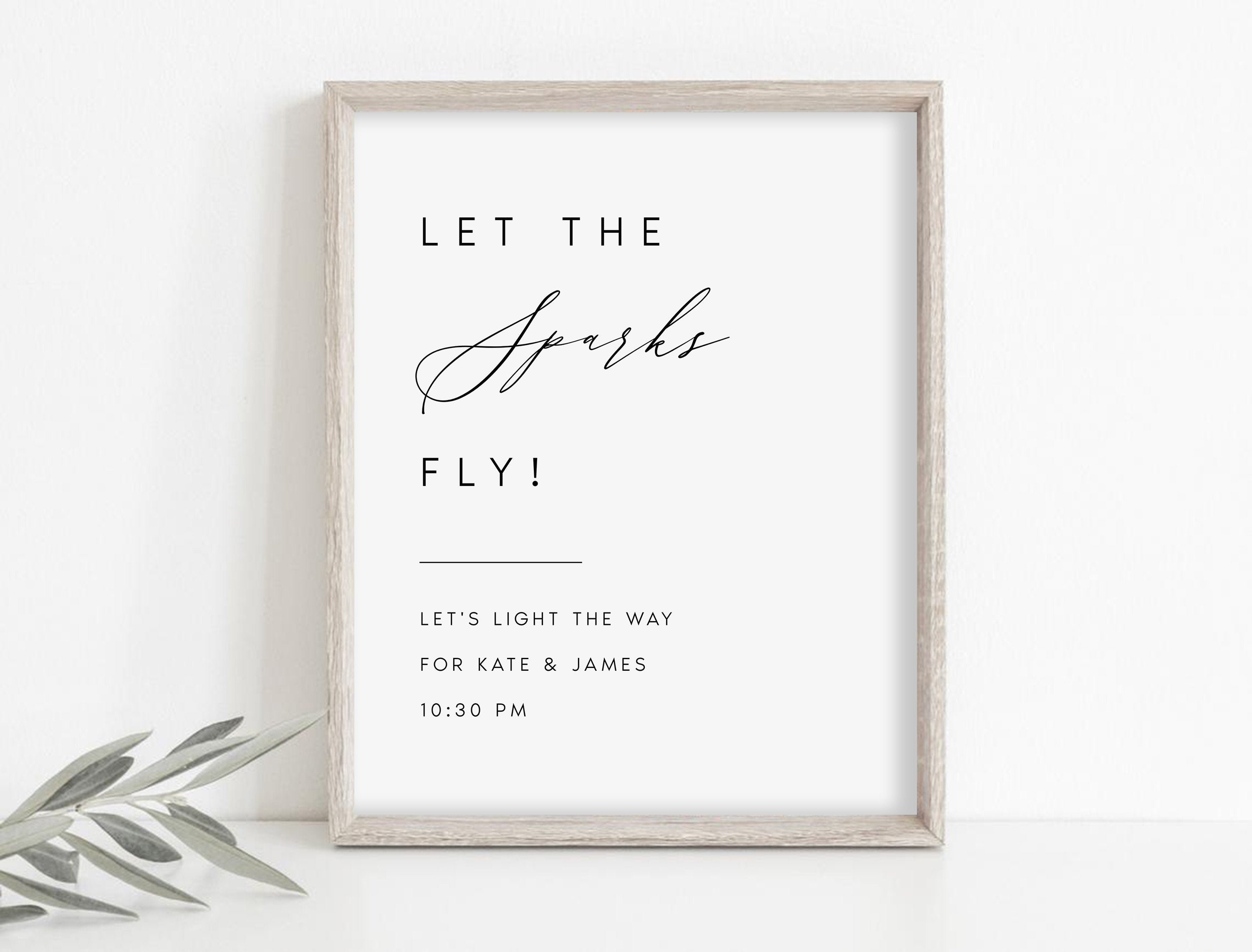 Let the Sparks Fly Sign Template Editable Minimalist Wedding - Etsy