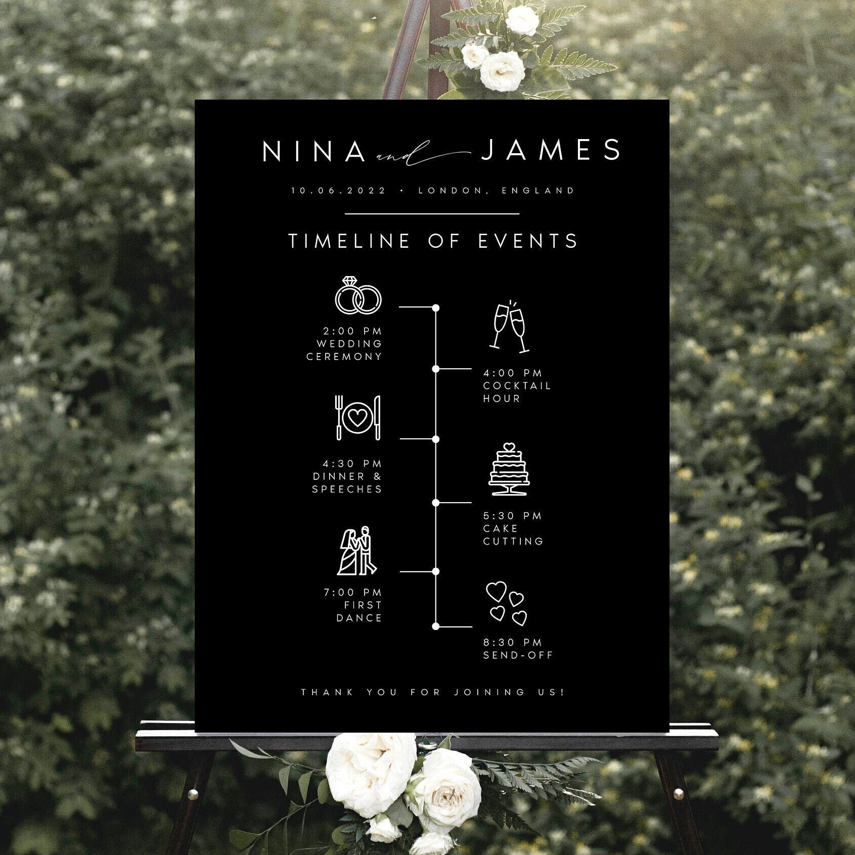 Modern Minimalist Wedding Timeline Sign, Vertical Welcome (printable ...