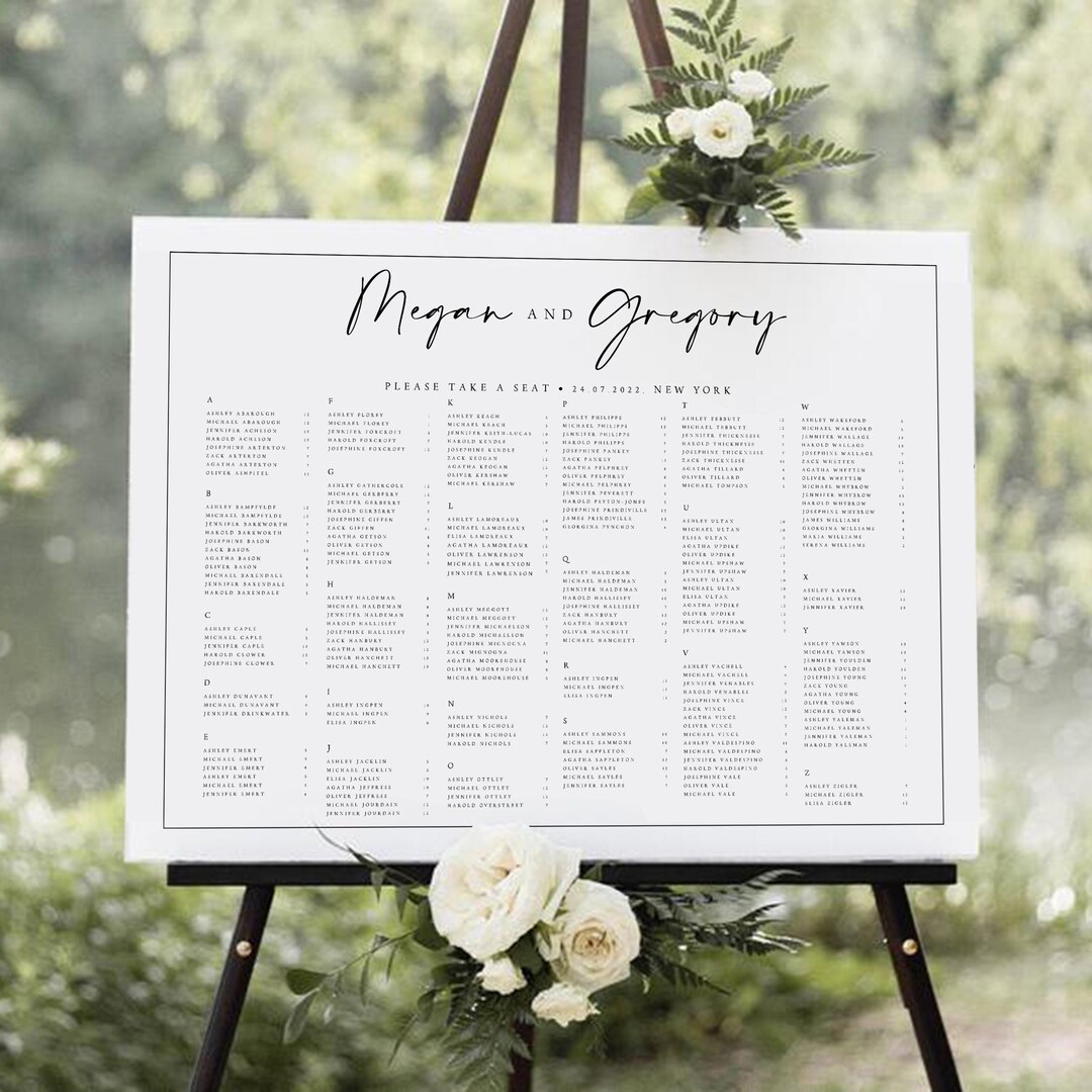 Modern Wedding Seating Chart Template, Elegant Wedding Seating Plan ...