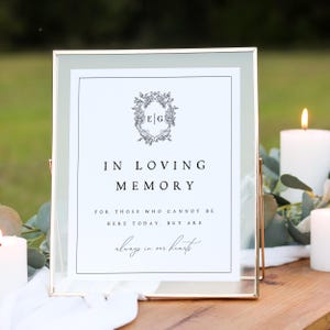 Monogram in Loving Memory Sign Template, Minimalist Wedding Memorial ...