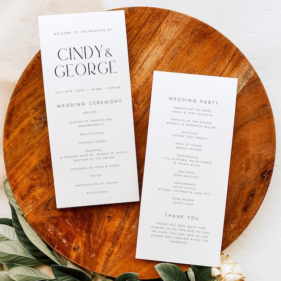 Wedding program paper size | Beachweddingtips.com